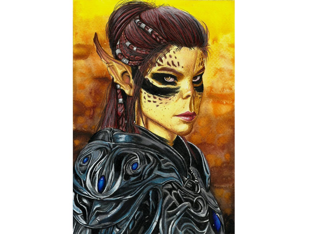 Baldur's Gate 3 Laezel Portrait Handmade Drawing Wall Art Decor - Etsy