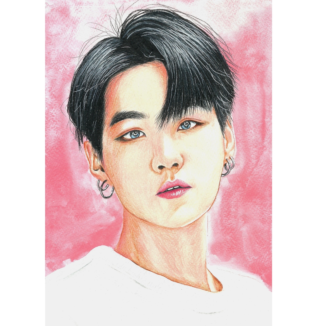 BTS Suga Min Yoon-gi Portrait Handmade Drawing Kpop Wall Art Decor - Etsy