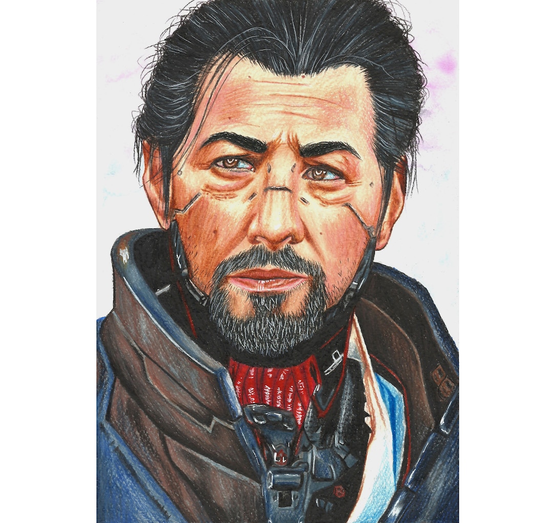Cyberpunk 2077 Goro Takemura Portrait Handmade Drawing Wall Art Decor ...
