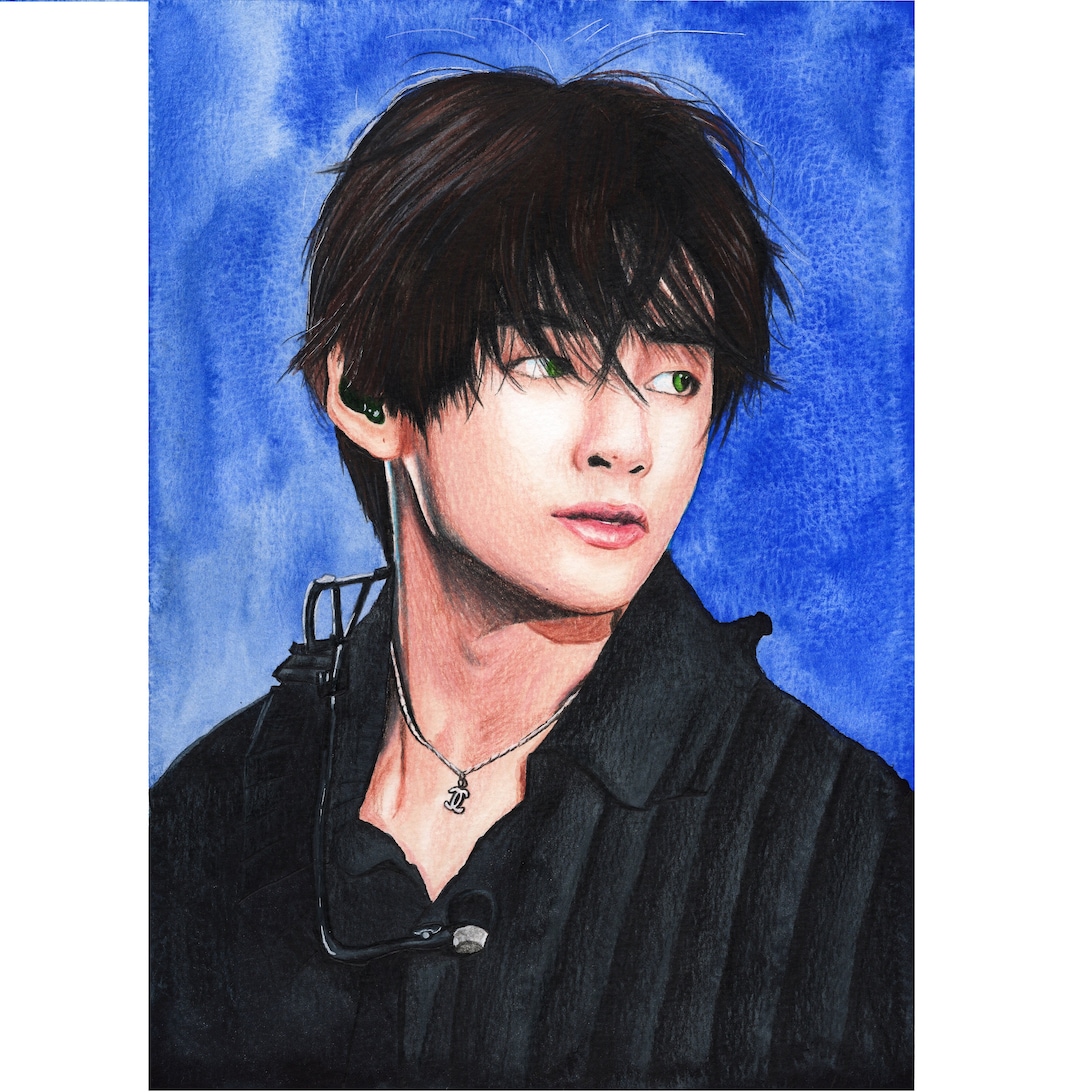BTS V Portrait Handmade Drawing Kpop Wall Art Decor - Etsy