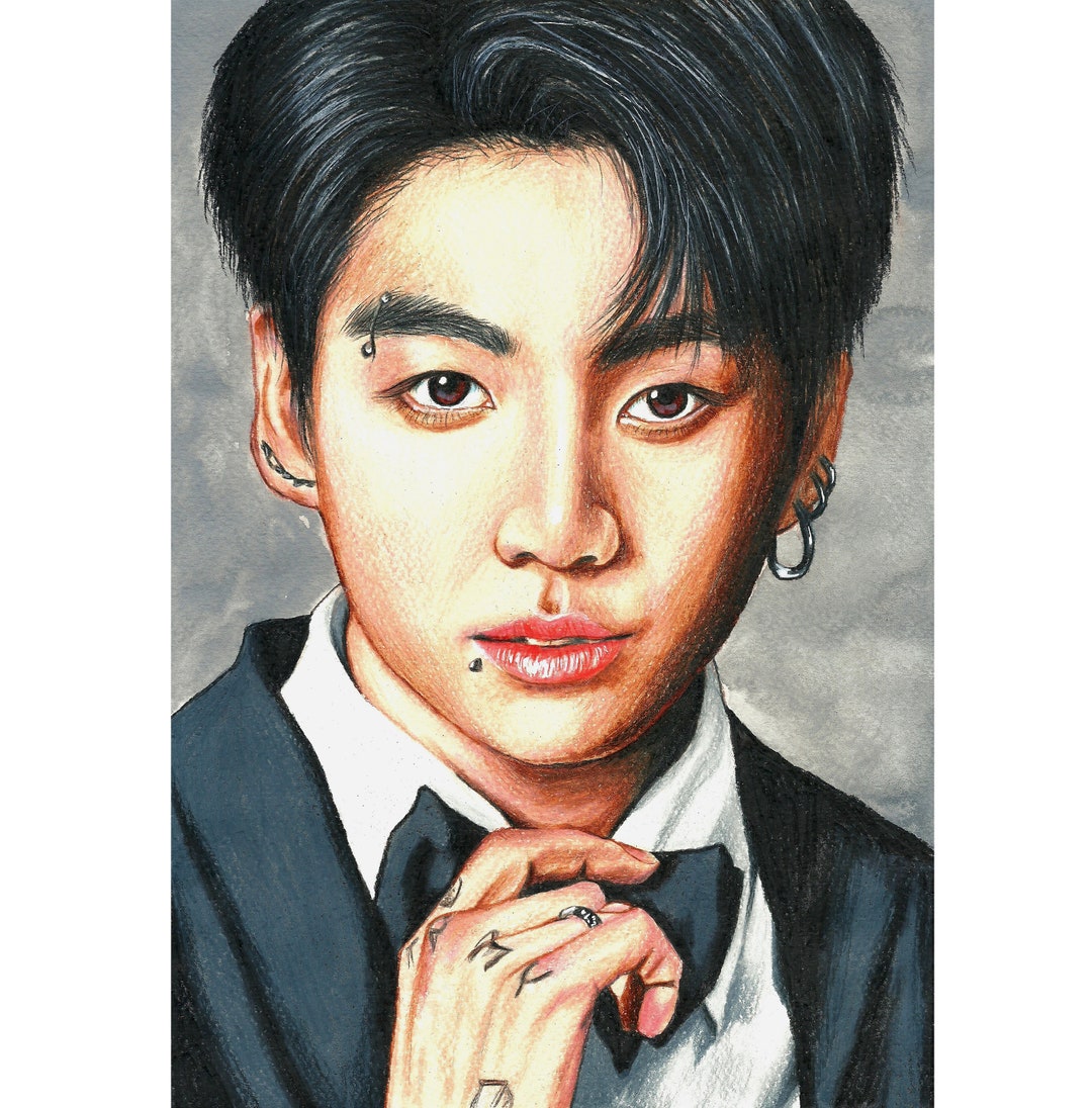 Jungkook BTS Portrait Handmade Drawing Kpop Wall Art Decor - Etsy
