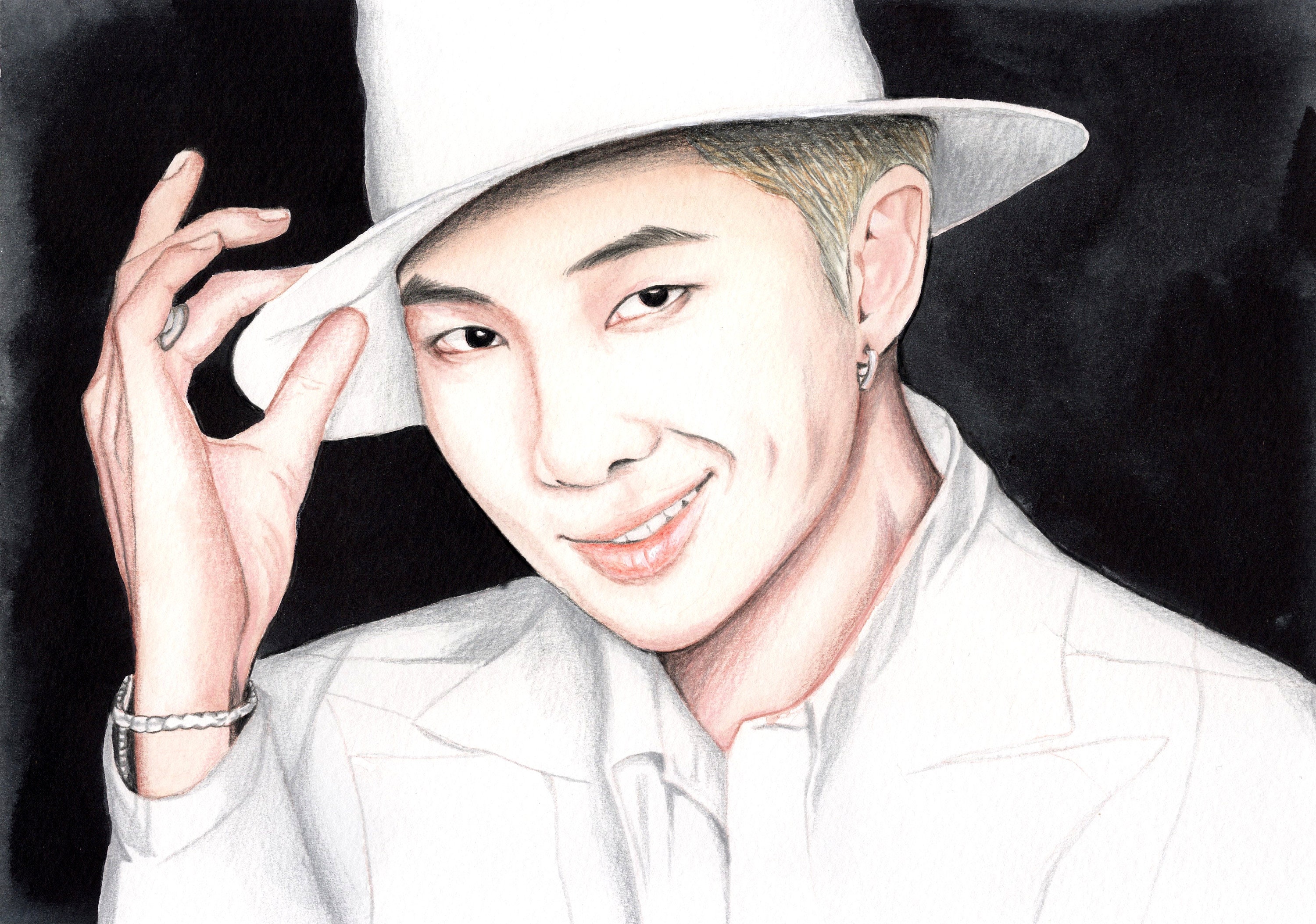 BTS RM Portrait Handmade Drawing Kpop Wall Art Decor - Etsy