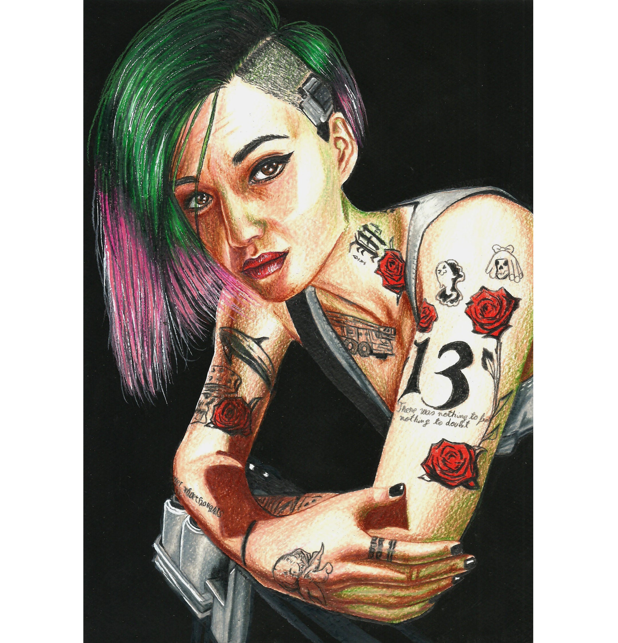 Cyberpunk 2077 Judy Alvarez Portrait Handmade Drawing Wall Art Etsy Uk