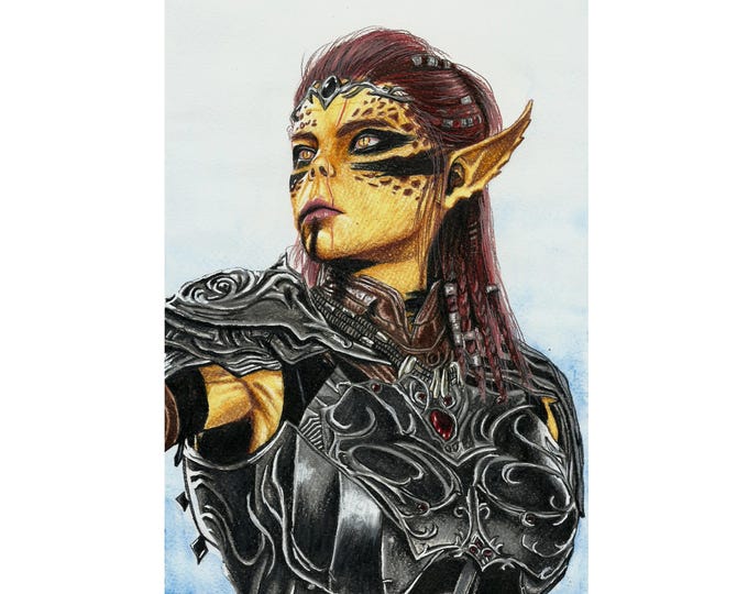 Baldur's Gate 3 Laezel Portrait Handmade Drawing Wall Art Decor - Etsy UK
