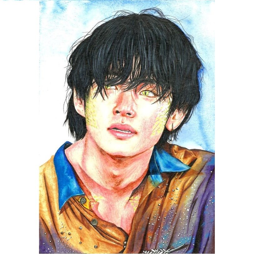 BTS V Halloween Portrait Handmade Drawing Kpop Wall Art Decor - Etsy