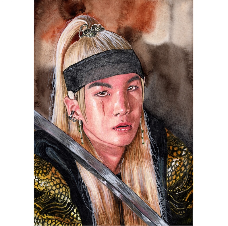 Bts/suga Min Yoon-gi Portrait Handmade Drawing Kpop Wall Art Decor - Etsy