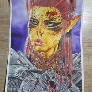 Baldur's Gate 3 Laezel Portrait Handmade Drawing Wall Art Decor - Etsy UK