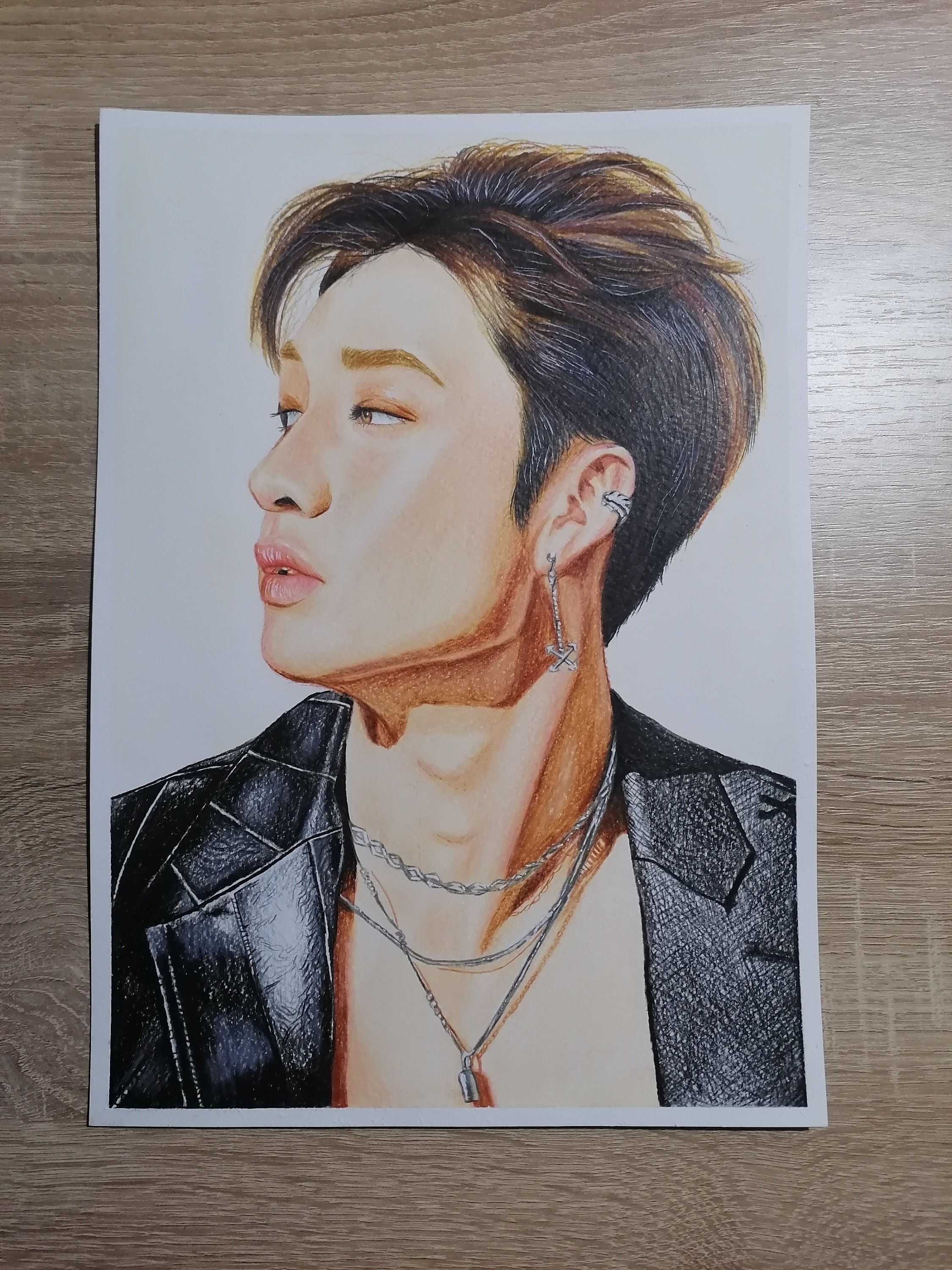 Stray Kids's Bang Chan Portrait Handmade Drawing Kpop Wall Art Decor ...