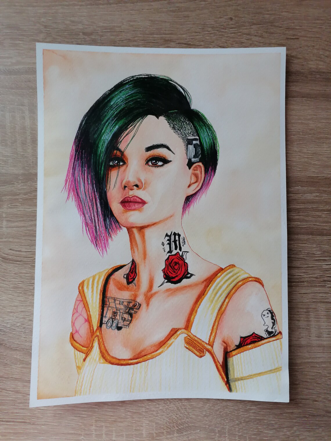Cyberpunk 2077 Judy Alvarez Portrait Handmade Drawing Wall Art Decor ...