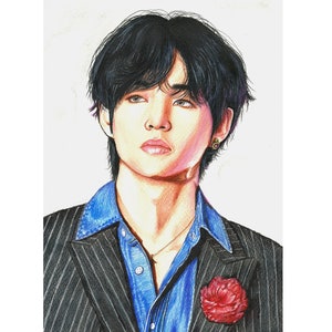 BTS V Portrait Handmade Drawing Kpop Wall Art Decor 9 - Etsy