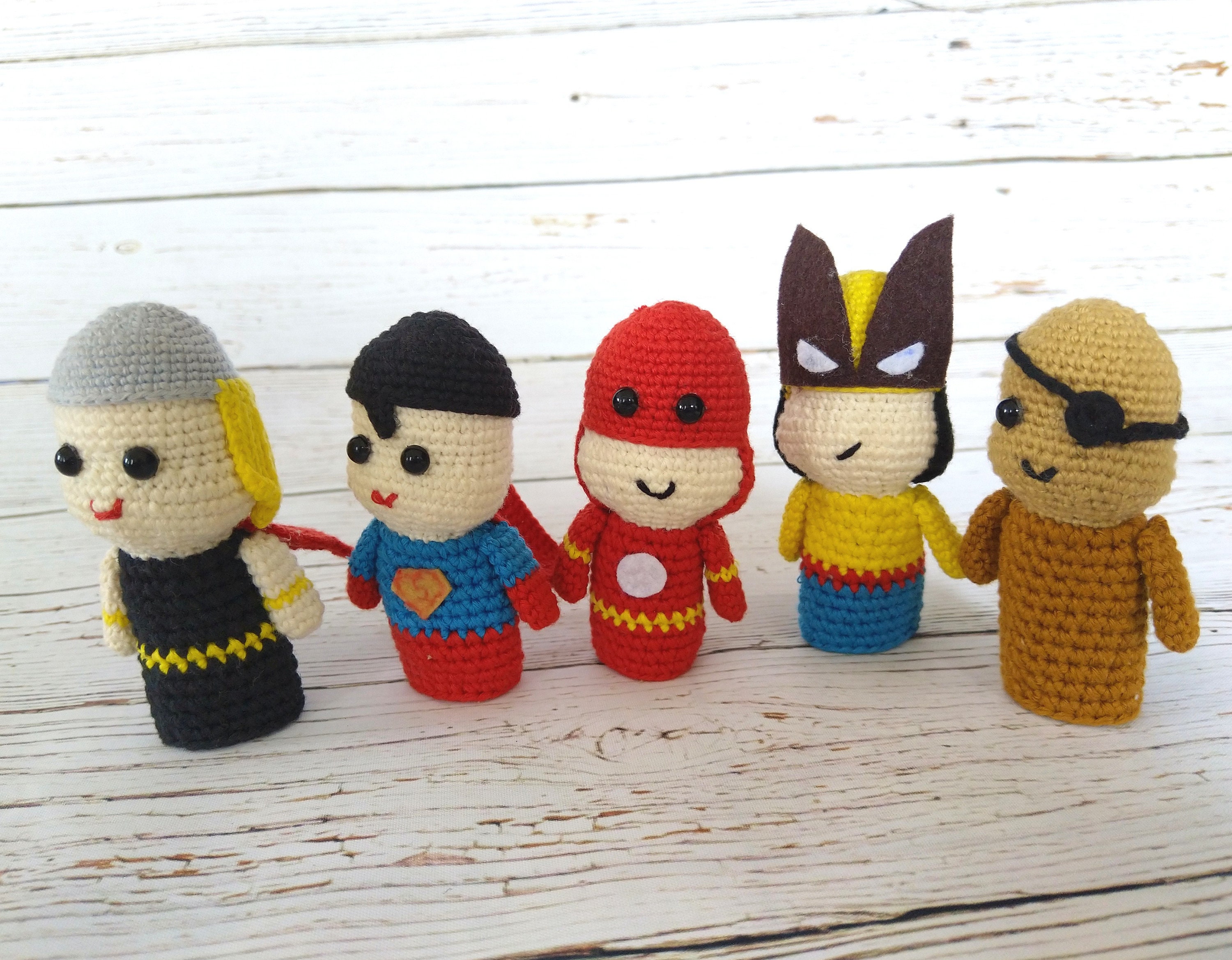 Avengers Super Heroes Handmade Finger Puppets/ Crocheted - Etsy