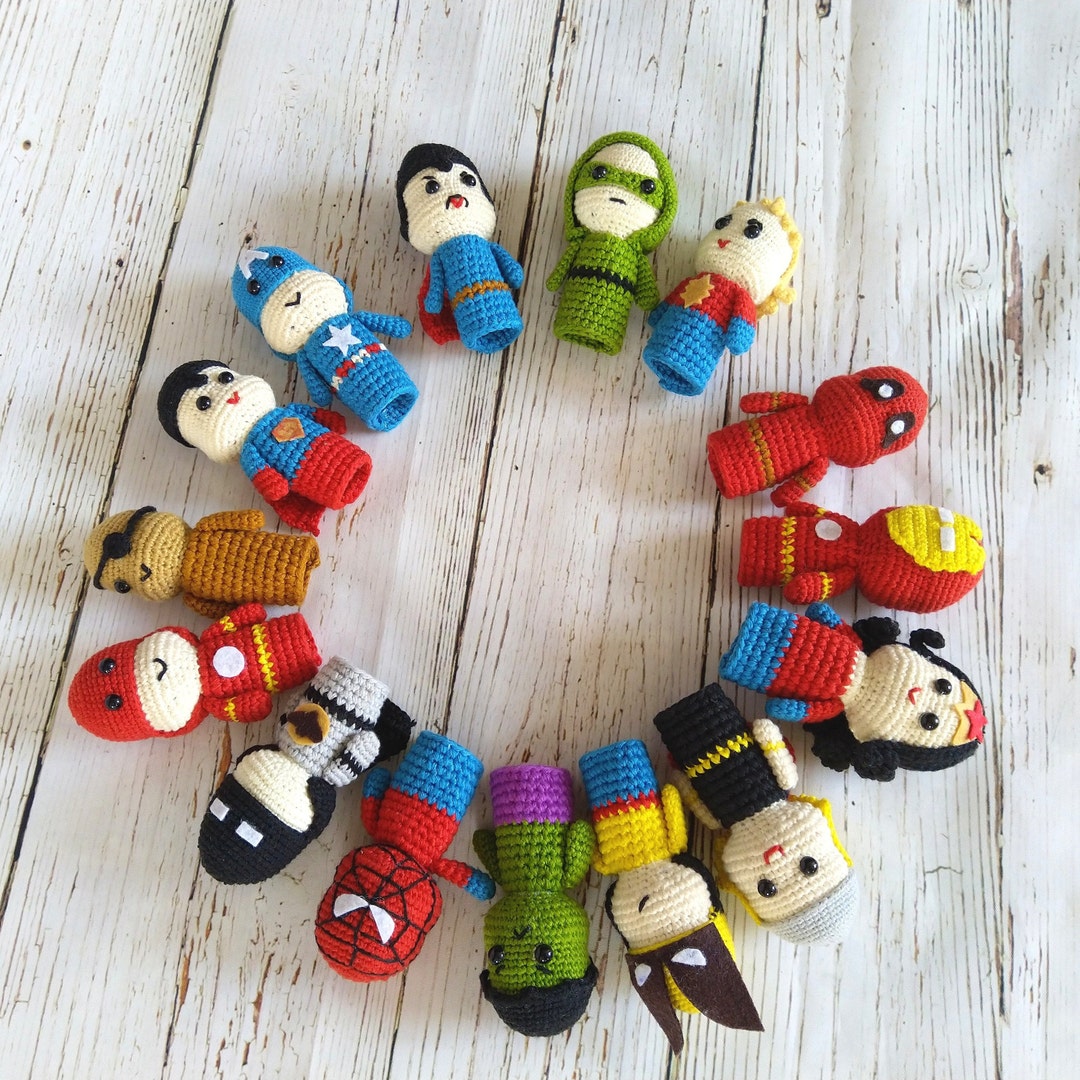 Avengers Super Heroes Handmade Finger Puppets/ Crocheted - Etsy