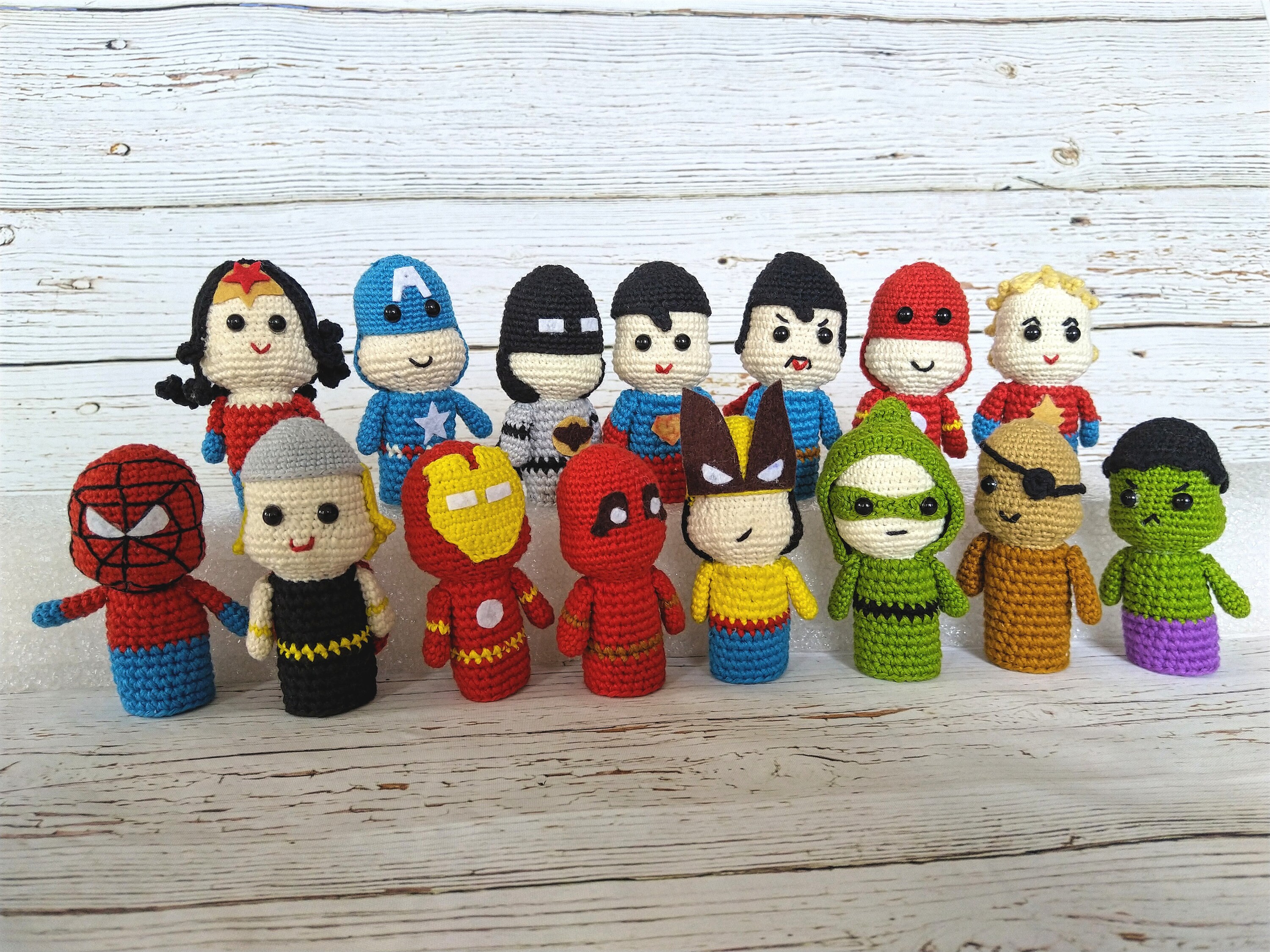 Avengers Super Heroes Handmade Finger Puppets/ Crocheted - Etsy