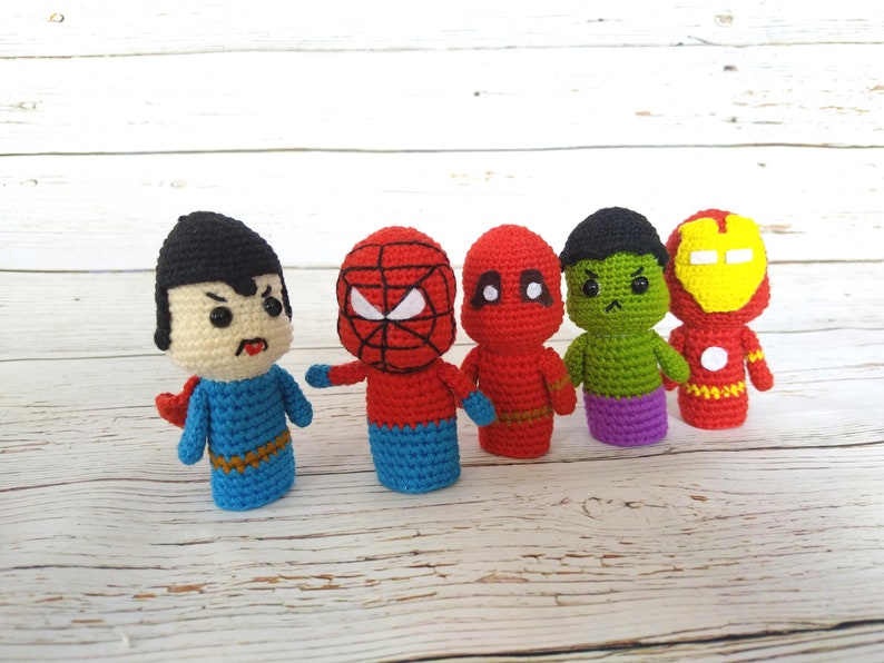 Avengers Super heroes handmade finger puppets/ Crocheted | Etsy