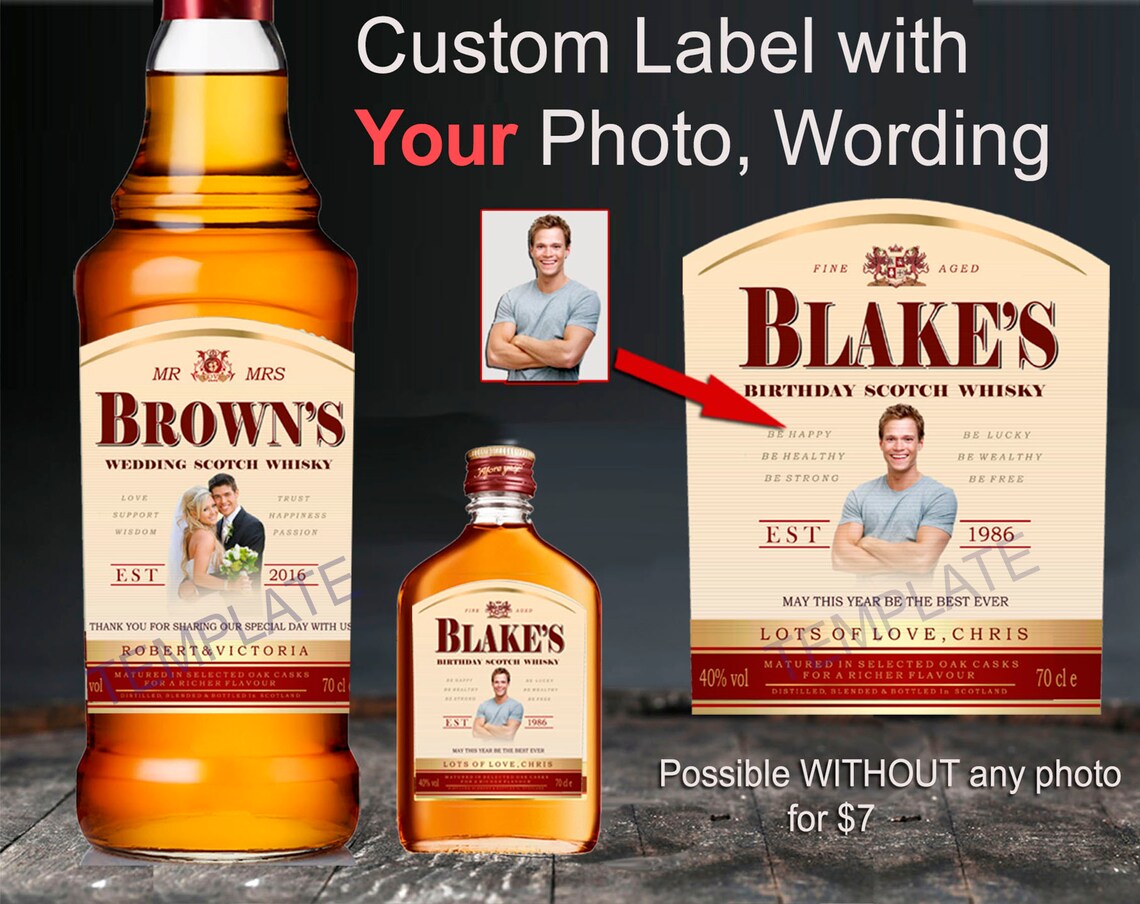 Custom whiskey Jameson label with photo. Personalized whiskey | Etsy