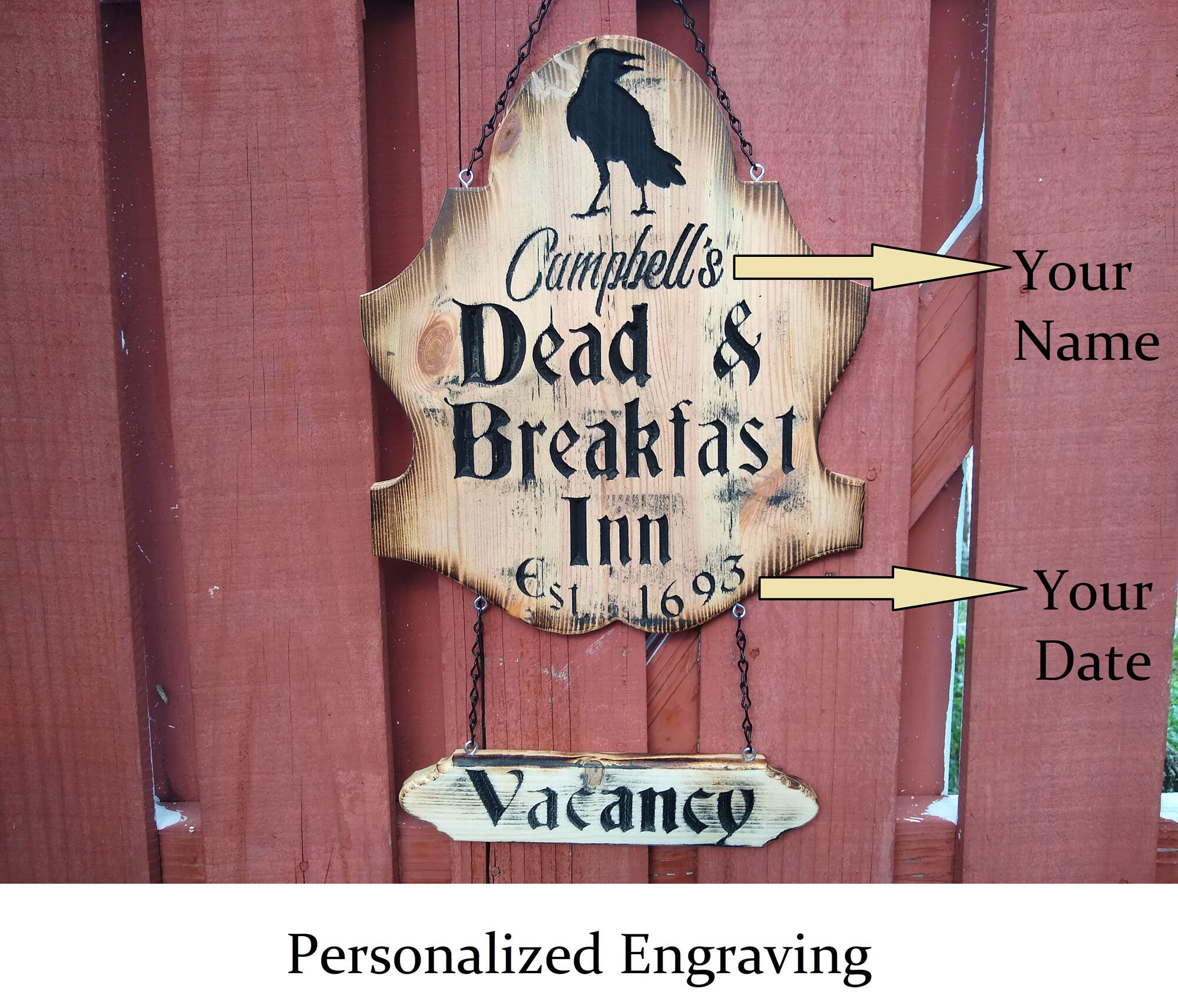 Personalized Halloween Door Hanger Dead & Breakfast Door Sign | Etsy