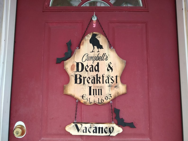 Personalized Halloween Door Hanger Dead & Breakfast Door Sign - Etsy
