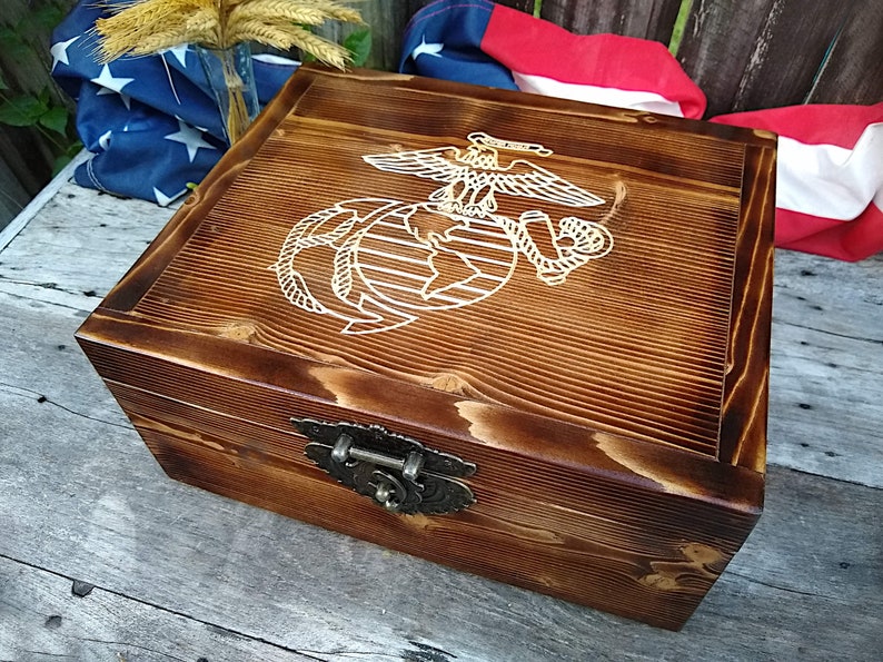 USMC Memory Box for Marines and Veterans, A Large Wooden Box ...