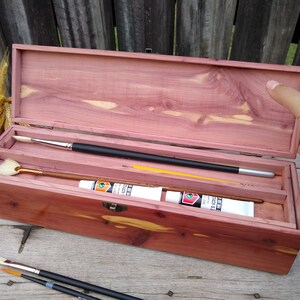 Personalized Wooden Art Box, Paint Brushes Pencils Organizer, Gift for ...