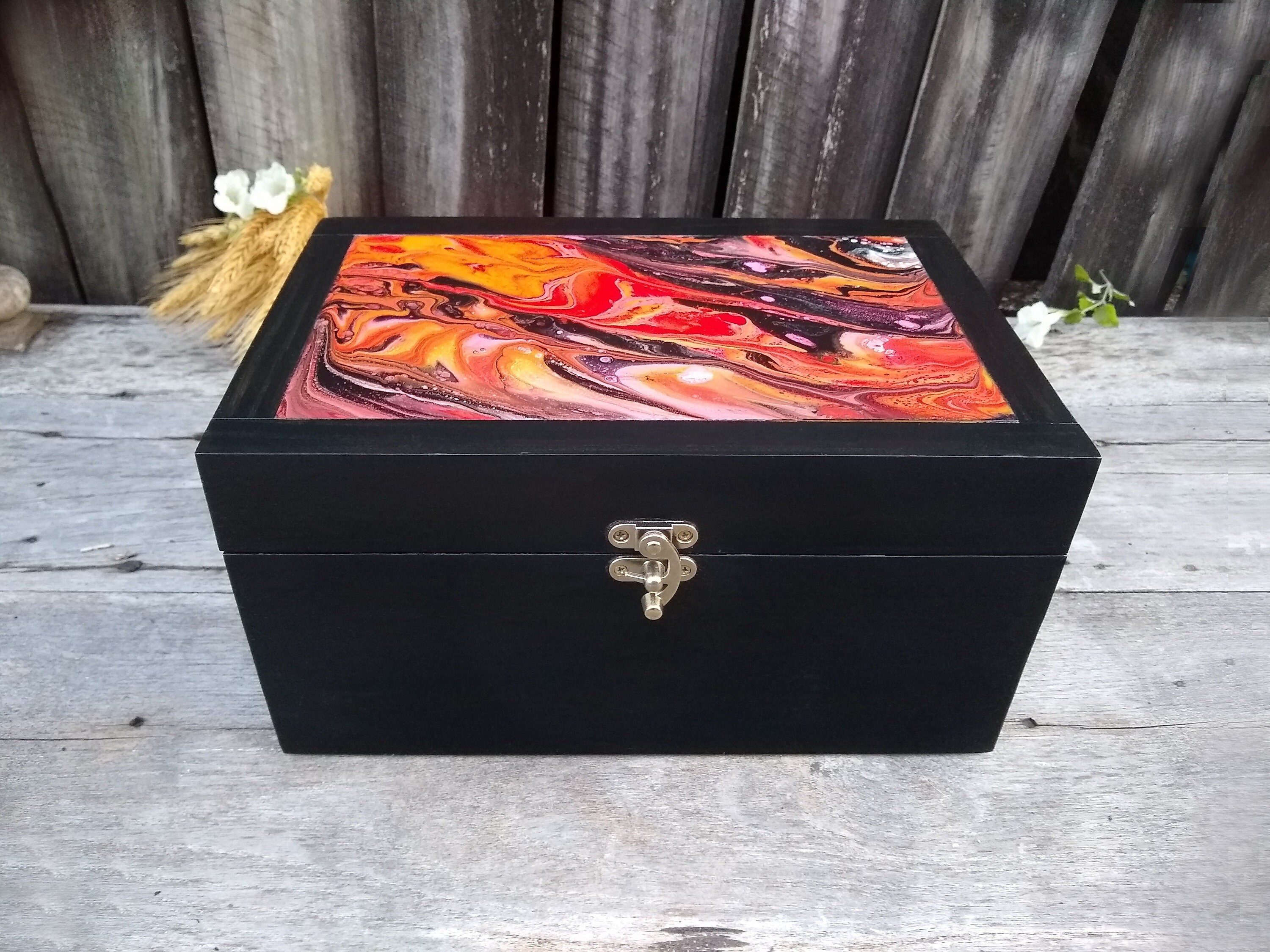 Keepsake Box With Modern Artwork Design One-of-a-kind Wooden - Etsy