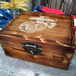 USMC Memory Box for Marines and Veterans, A Large Wooden Box ...