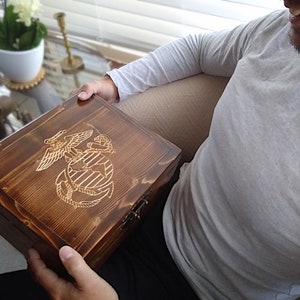 USMC Memory Box for Marines and Veterans, A Large Wooden Box ...