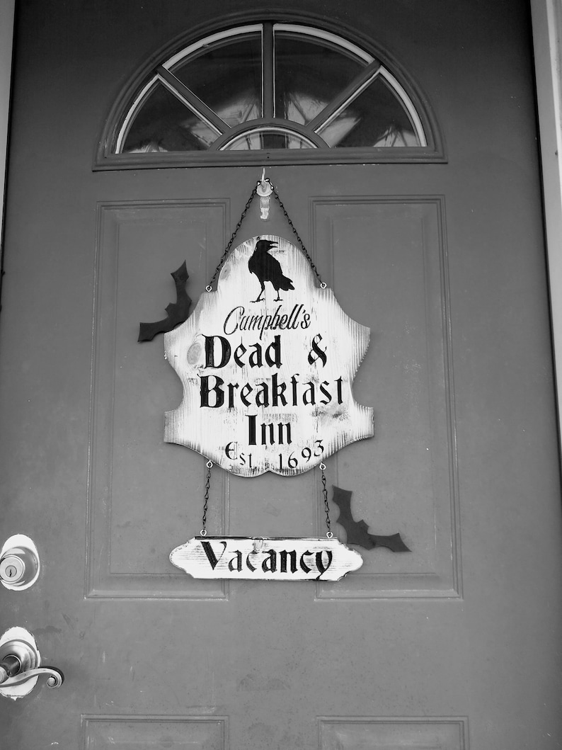 Personalized Halloween Door Hanger Dead & Breakfast Door Sign | Etsy