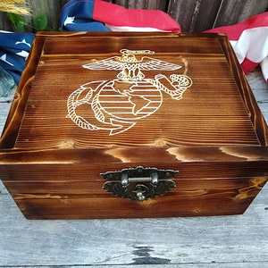 USMC Memory Box for Marines and Veterans, A Large Wooden Box ...