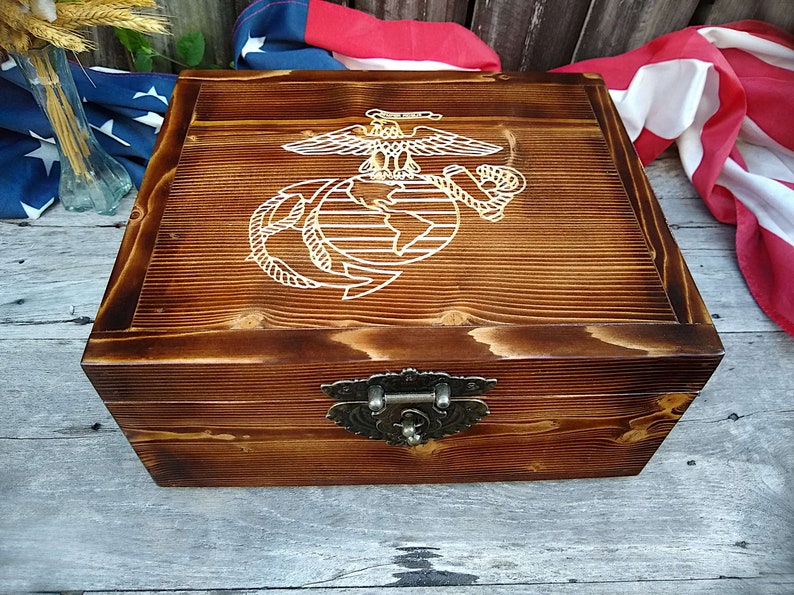 USMC Memory Box for Marines and Veterans A Large Wooden Box - Etsy