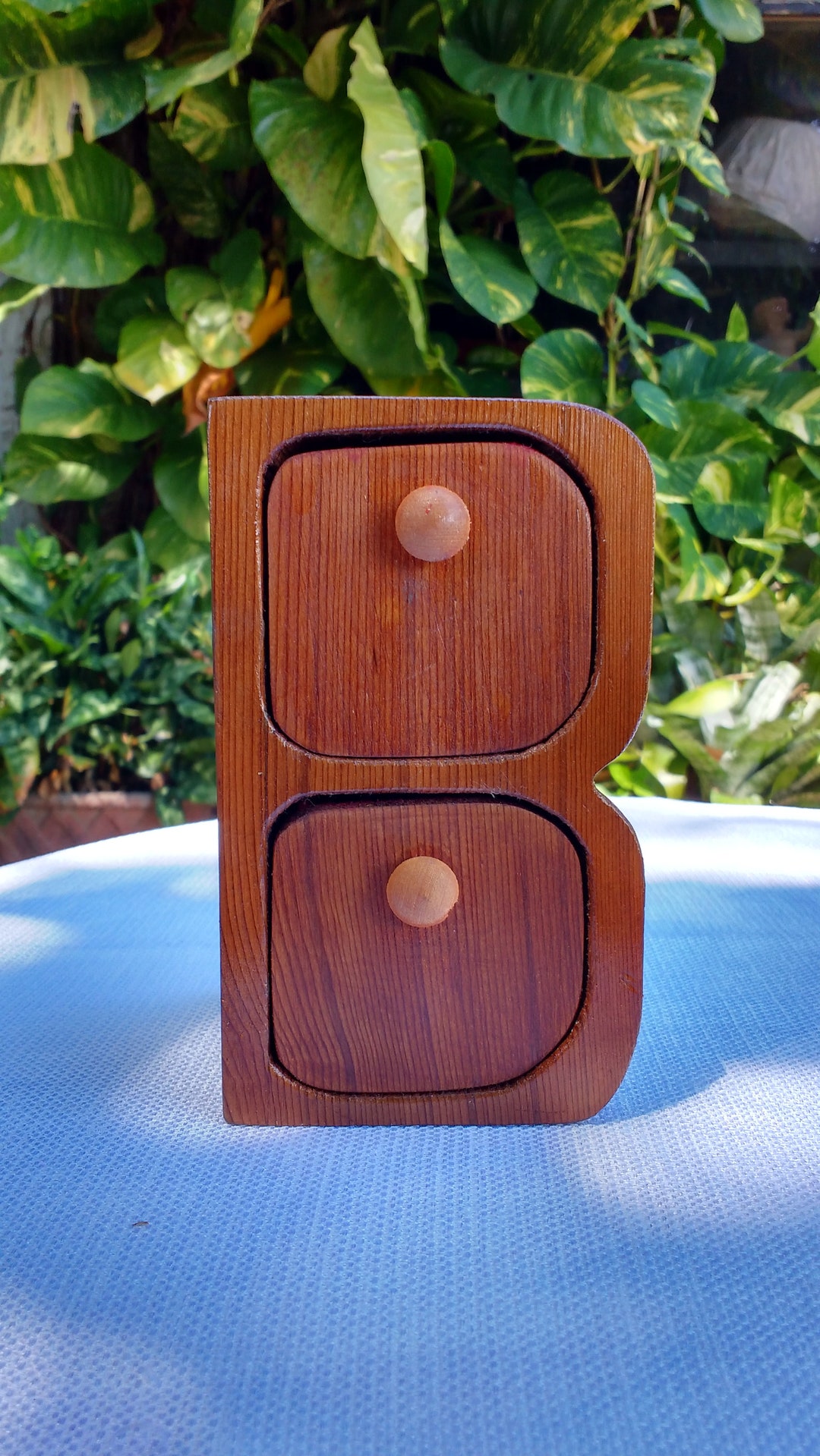 B Shape Jewelry Box, Small Keepsake Box Letter “B” Design, Wooden Box ...
