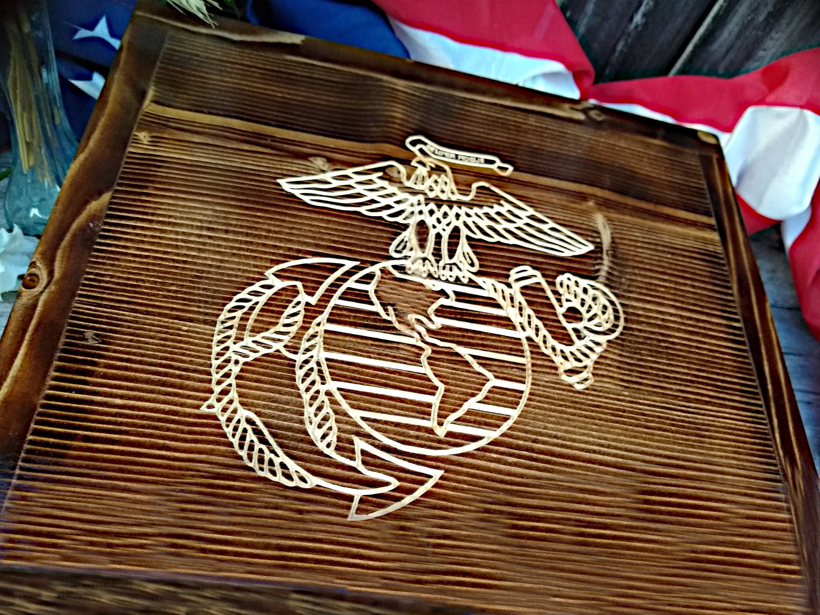 USMC Memory Box for Marines and Veterans, A Large Wooden Box ...