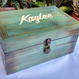 Personalized Memory Box With Lock, Beautifully Engraved Wooden Keepsake ...