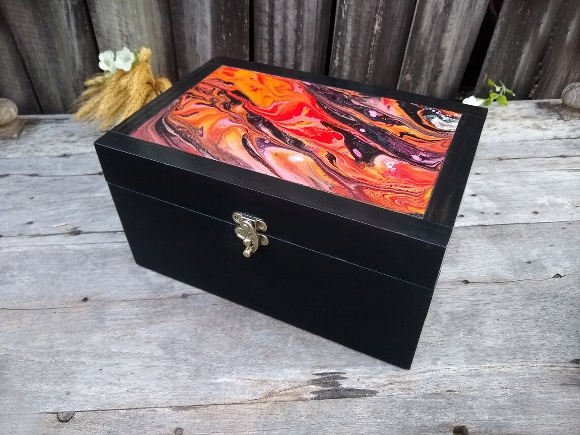 Keepsake Box With Modern Artwork Design One-of-a-kind Wooden - Etsy