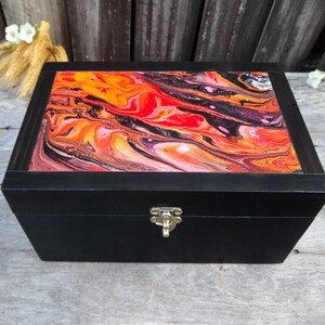 Keepsake Box With Modern Artwork Design, One-of-a-kind Wooden Jewelry ...