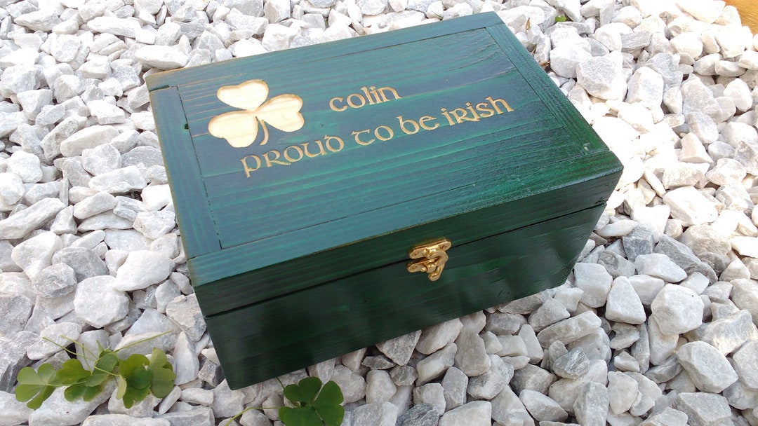 Proud to Be Irish Wooden Box, Personalized Keepsake Box for Irish Dad ...