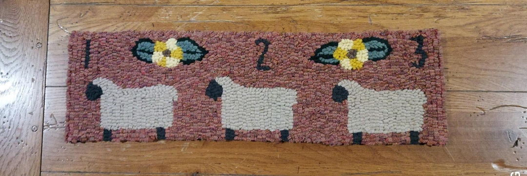 Counting Sheep Primitive Hand Hooked Rug by Sharon Fitzpatrick Perry (7 ...