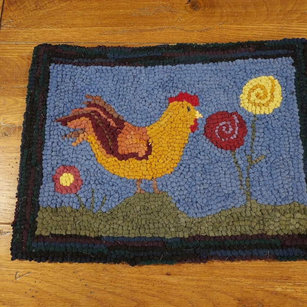 Rooster Hooked Rug - Etsy