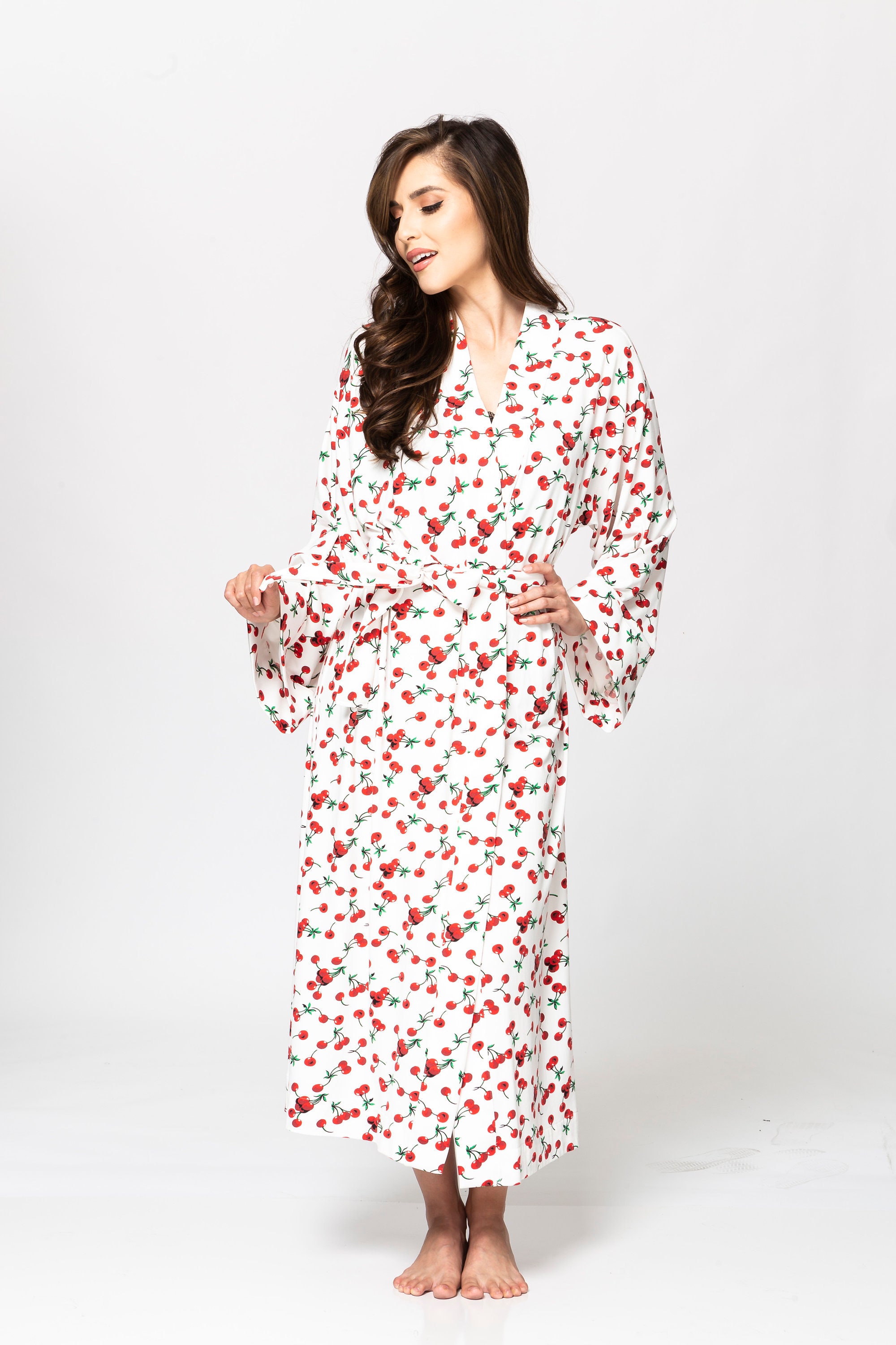 Cherry Kimono Robe White/red Cherries - Etsy