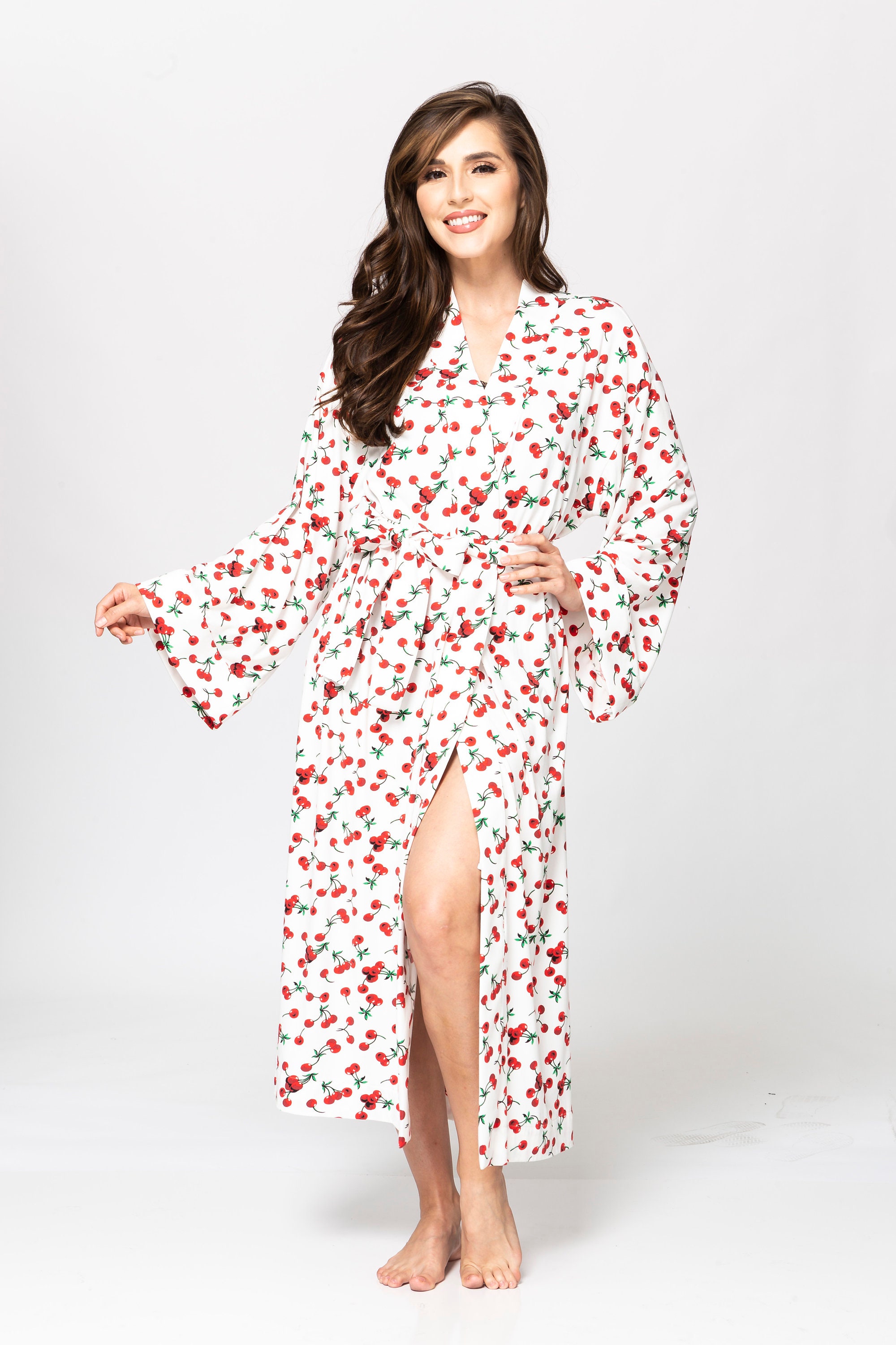 Cherry Kimono Robe White/red Cherries - Etsy