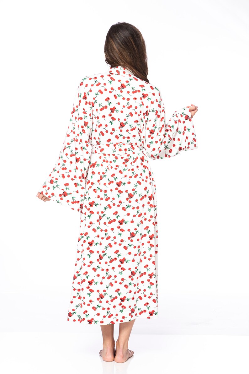 Cherry Kimono Robe White/red Cherries - Etsy