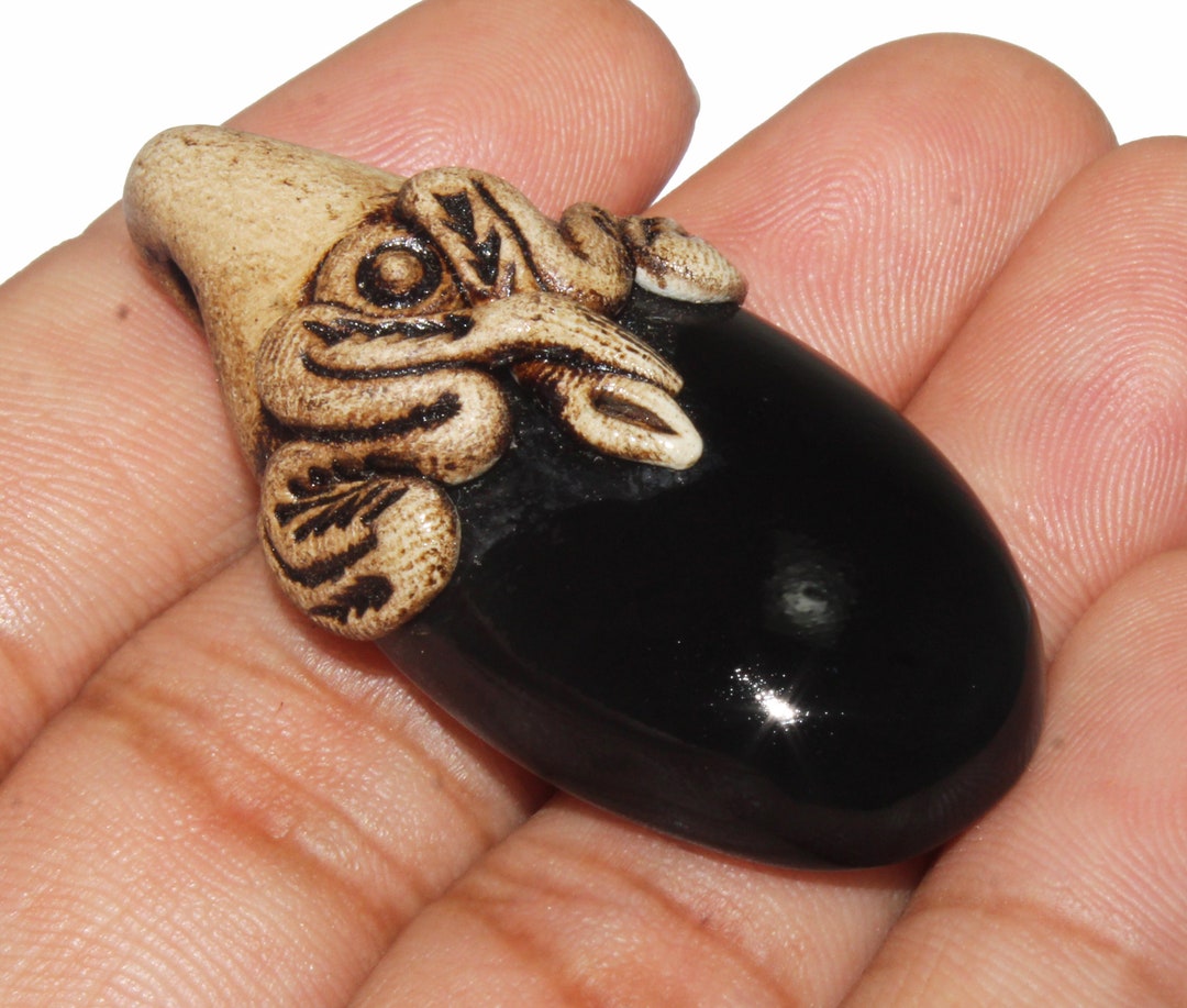 Natural Black Onyx Clay Pendant, Designer Handmade Polymer Clay Pendant ...