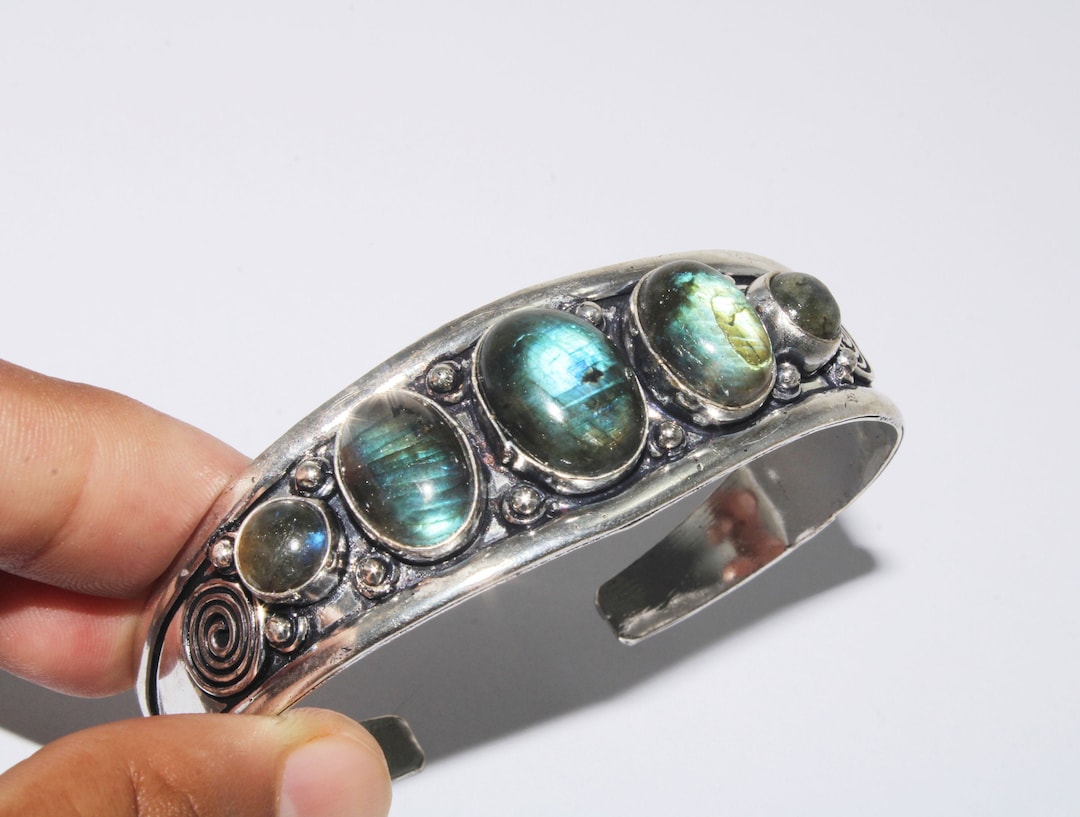 Labradorite Bangle, Adjustable Cuff Bangle, Gemstone Bangle, Ethnic ...