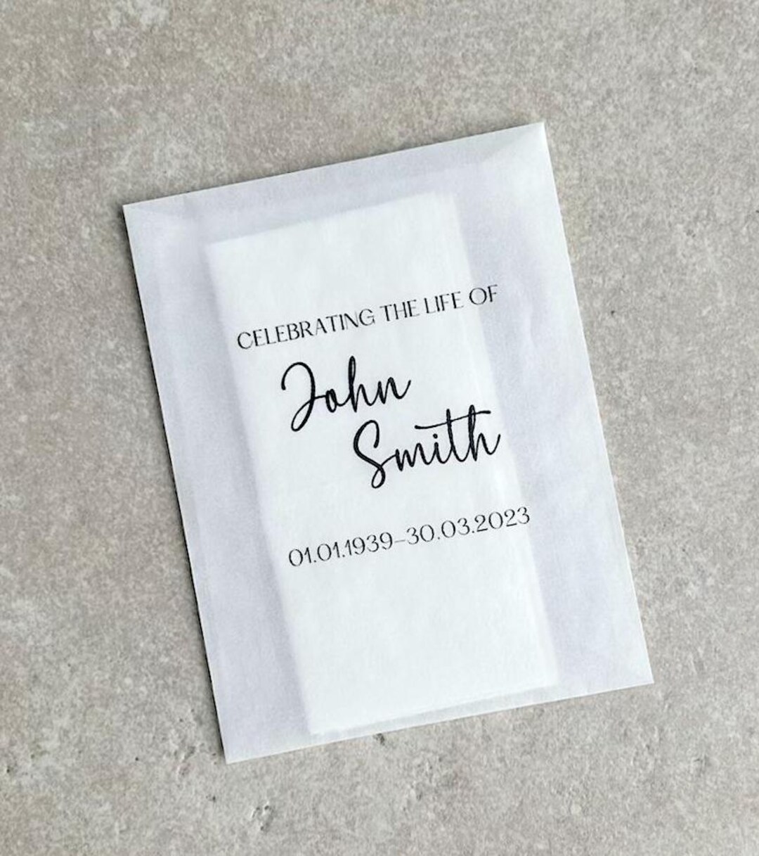 Personalised Funeral Tissue Bags: Memorial Tissue Packets - Etsy