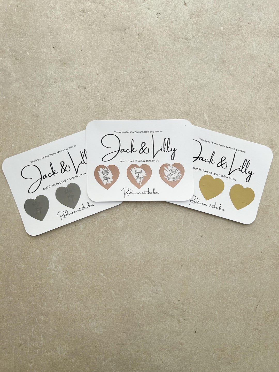 Any Design Personalised Wedding Scratch Card Win a Drink Scratch for ...