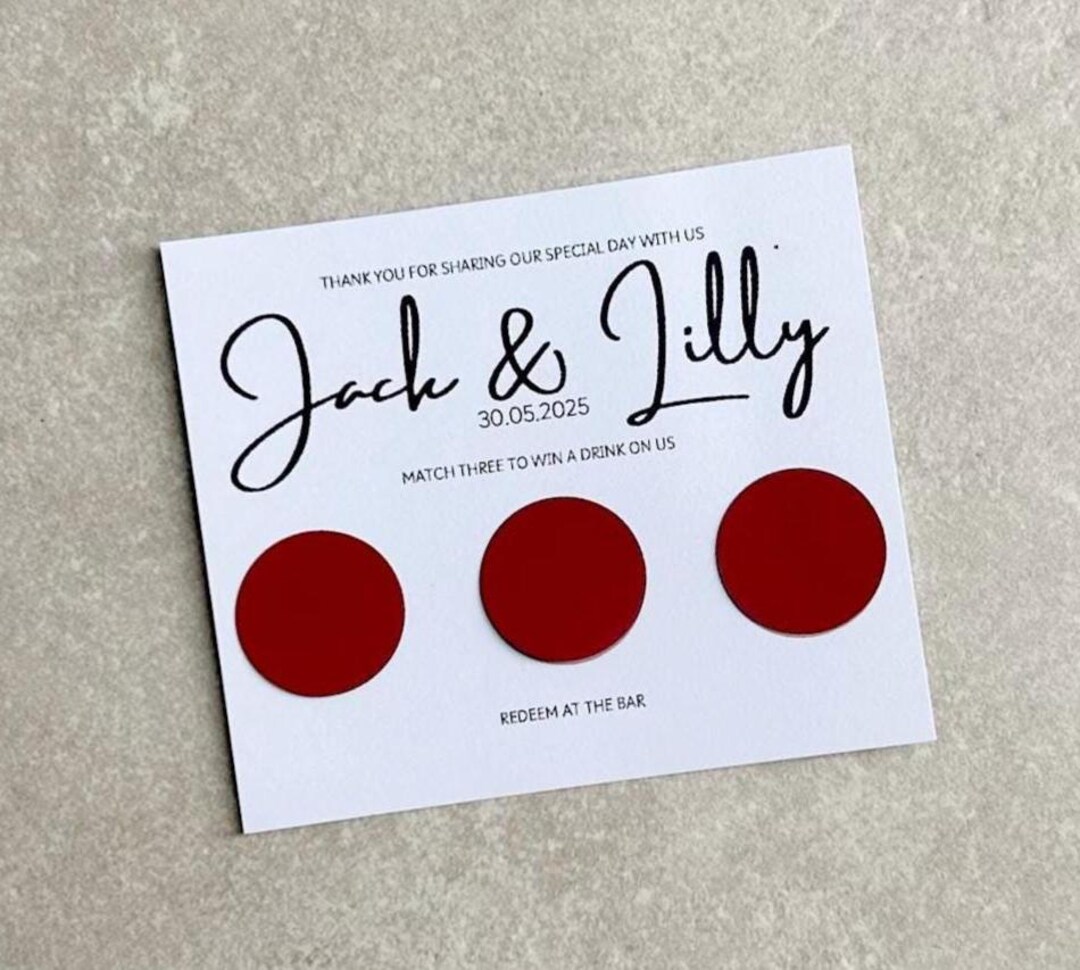 Personalized Wedding Scratch Card: Win a Drink Favor - Etsy