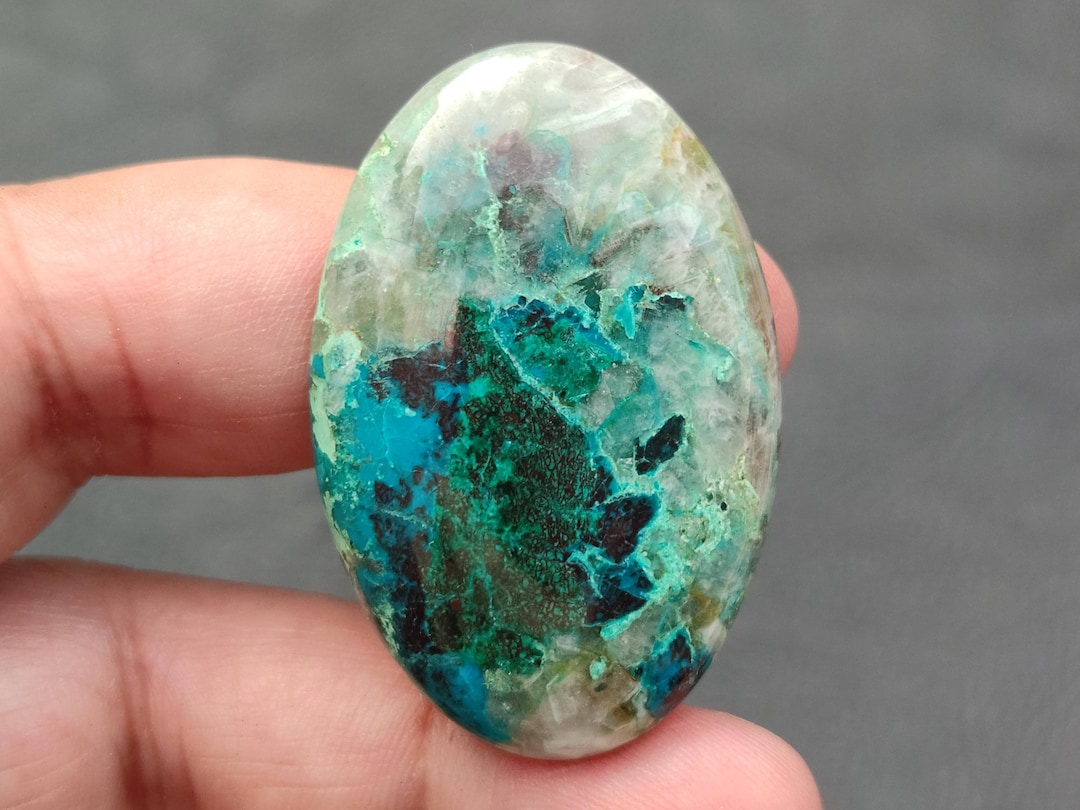 Natural Chrysocolla Cabochon, Parrot Wing Chrysocolla Cabochon ...