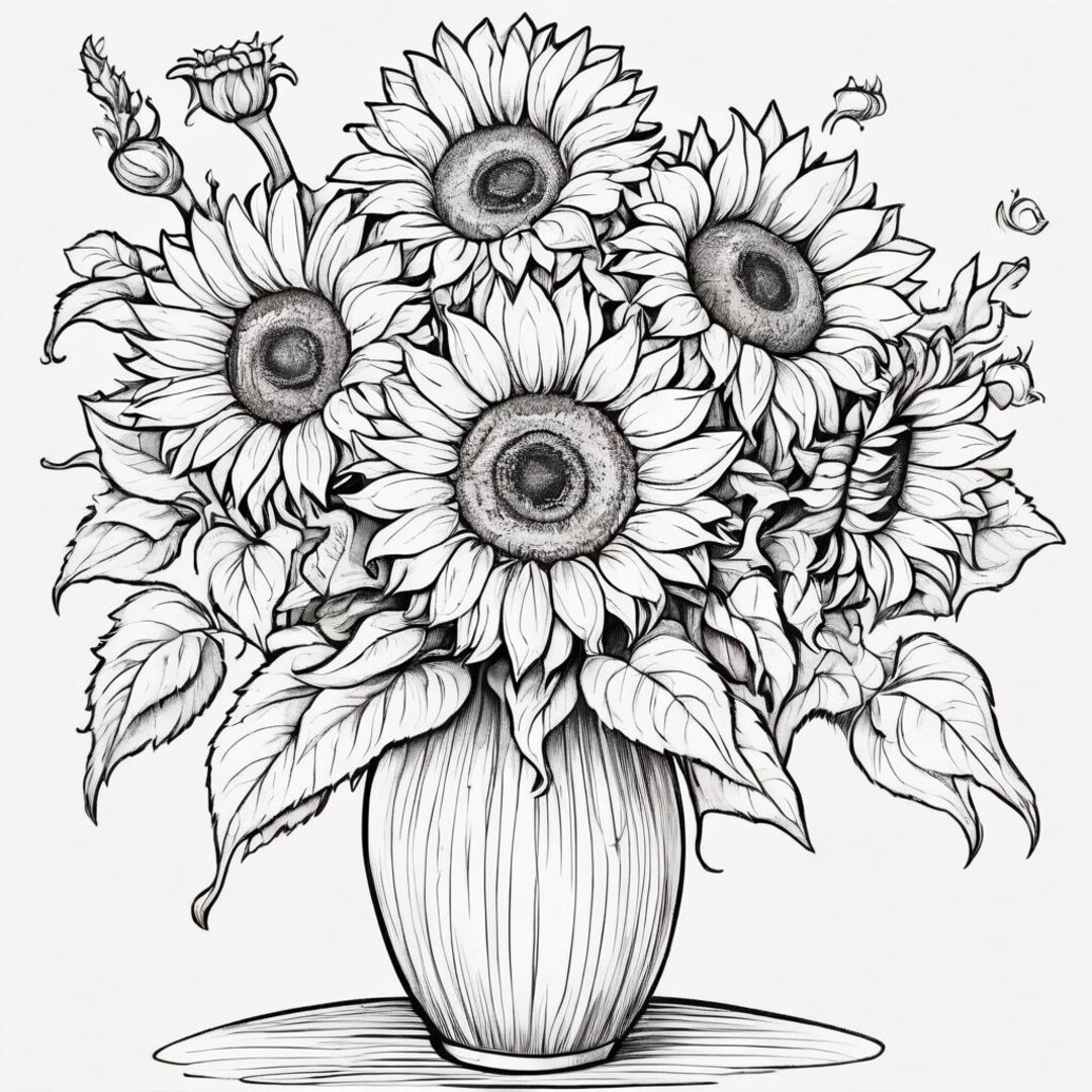 Sunflower Coloring Page | Printable Flower Bouquet Coloring Sheet ...