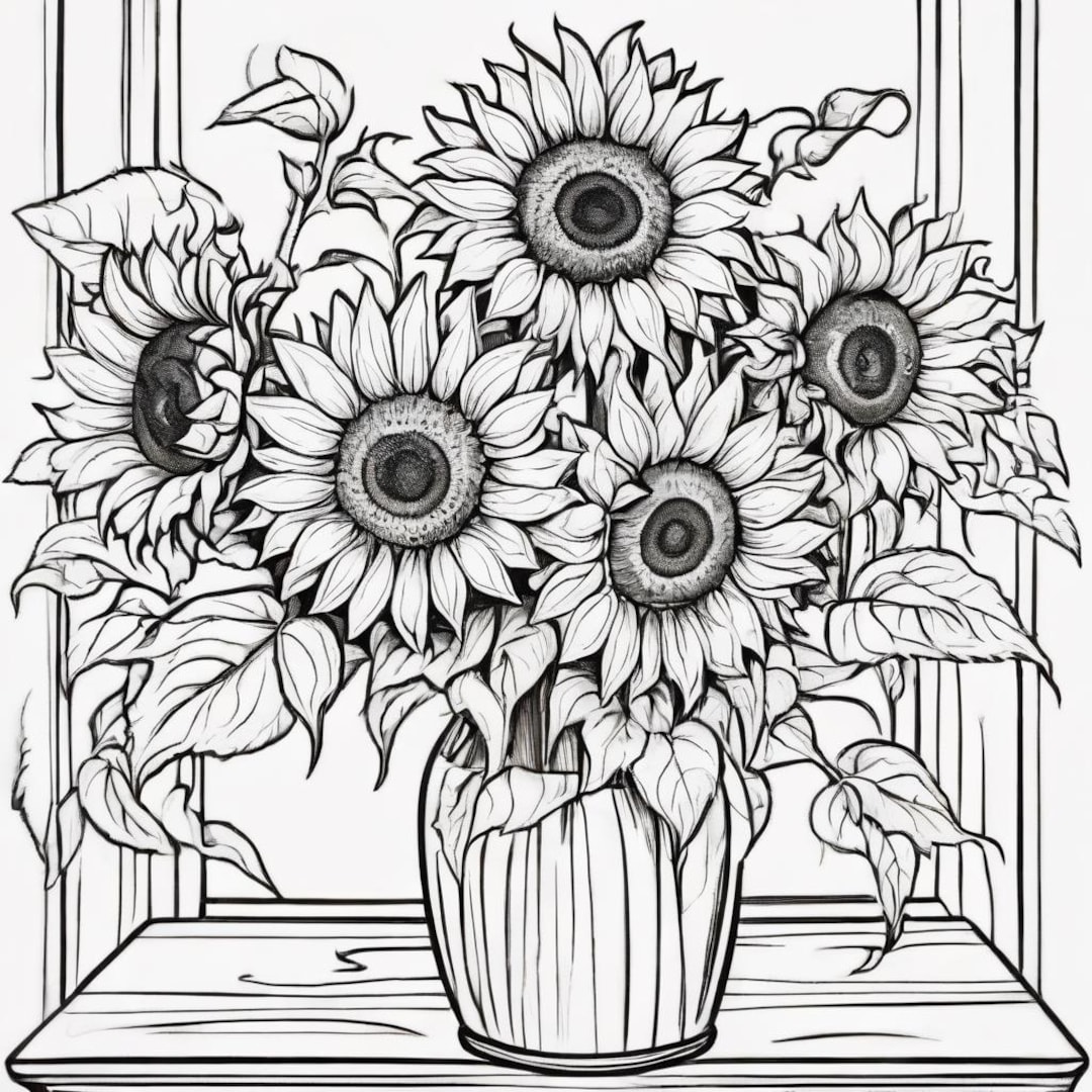 Sunflower Coloring Page | Printable Flower Bouquet Coloring Sheet ...
