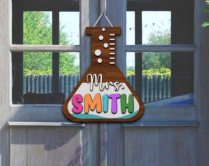 Custom 3D Science Teacher Name Sign, Personalized Science Classroom ...