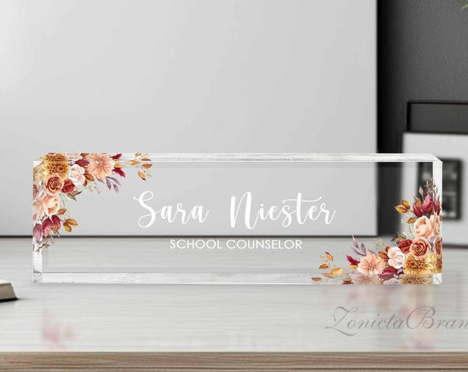 Custom Desk Plaque, Acrylic Name Plate for Desk, Teacher Name Plate ...